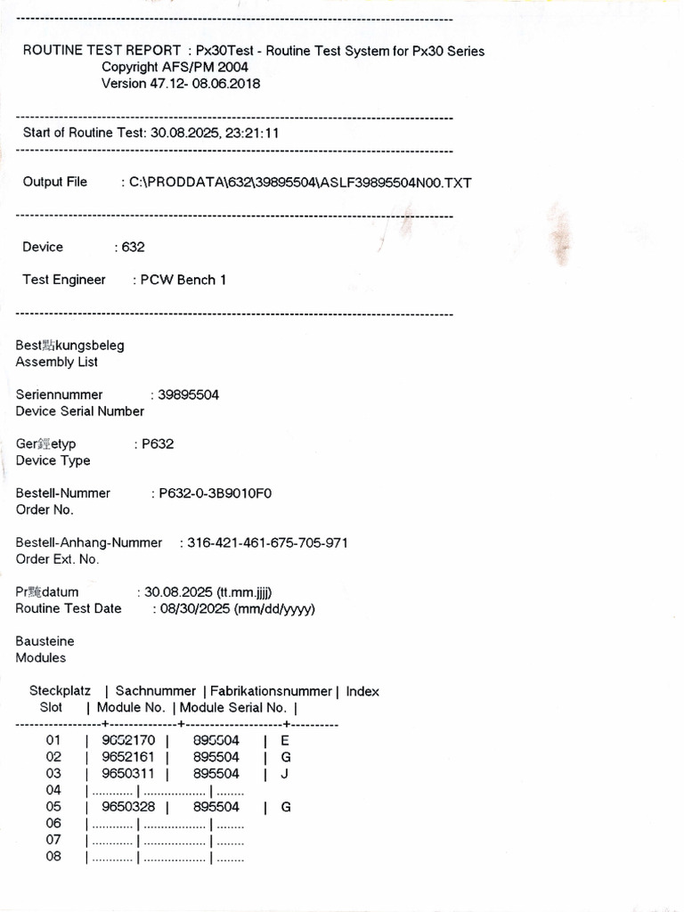 Px30 Series Routine Test Report | PDF