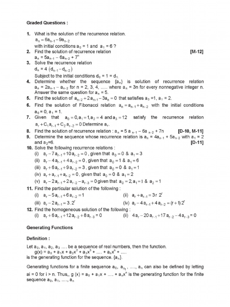 Unit 3 Generating Functions and Recurrence Relations TW ZtiwEcpc2e | PDF