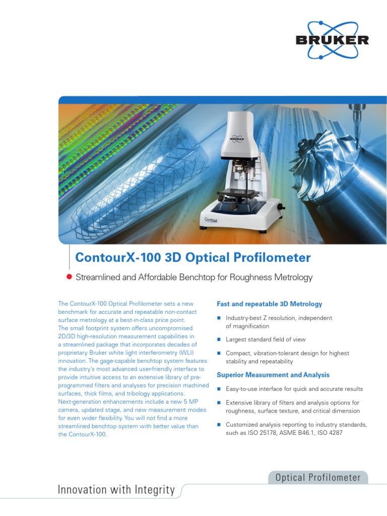 ContourX 100 3D Optical Profilometer Datasheet BRUKER | PDF | Surface ...