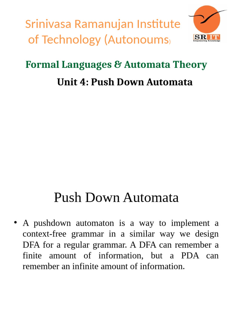Unit4 PDA | PDF | Automata Theory | Metalogic