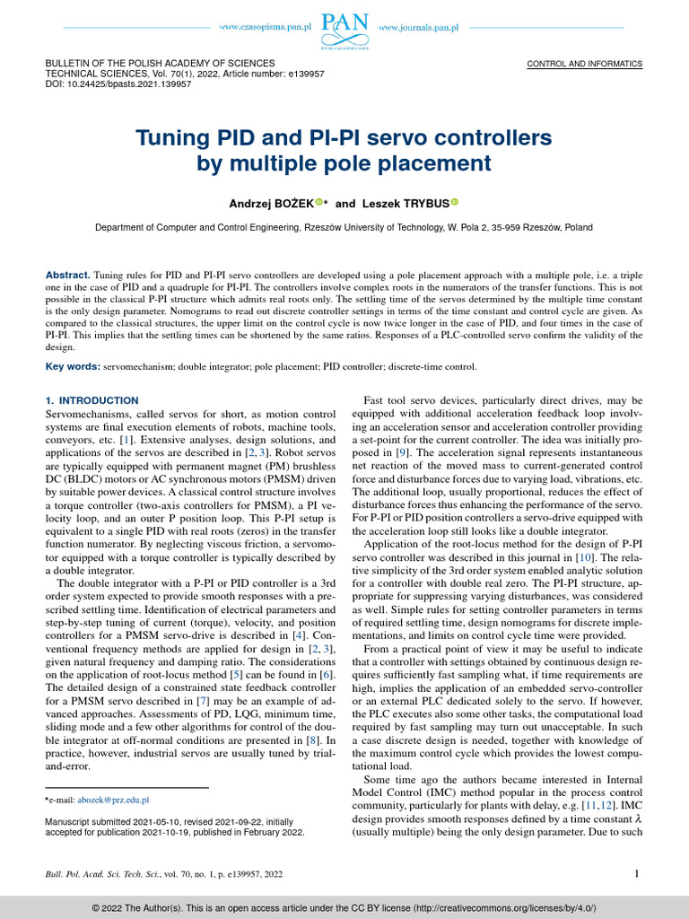 PID and PI-PI Controller Tuning Methods | PDF | Mechanics | Applied ...