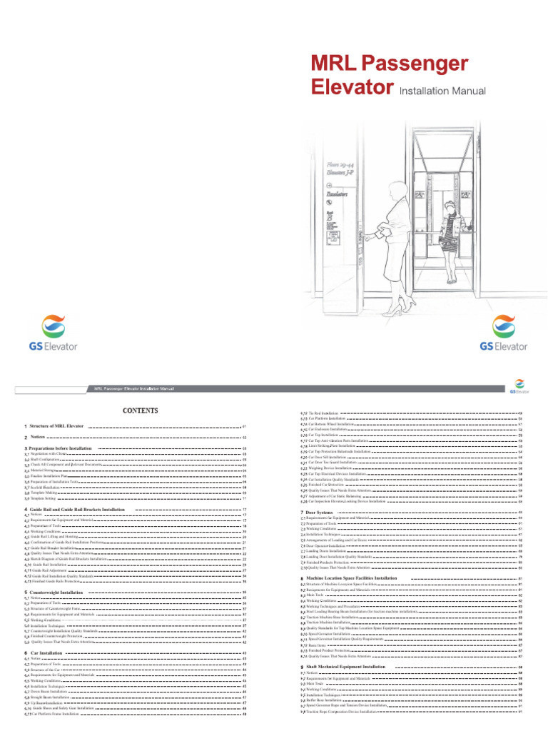 MRL Elevator Installation Guide | PDF | Elevator | Scaffolding