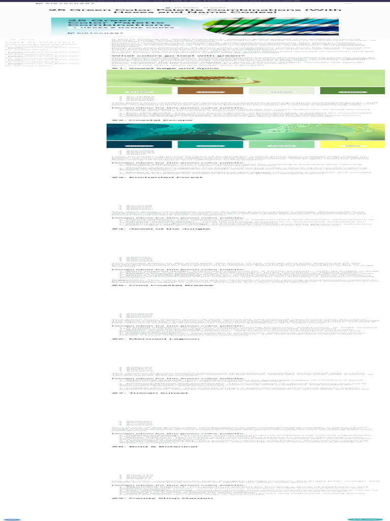 25 Green Color Palette Combinations - Piktochart | PDF | Green | Vision