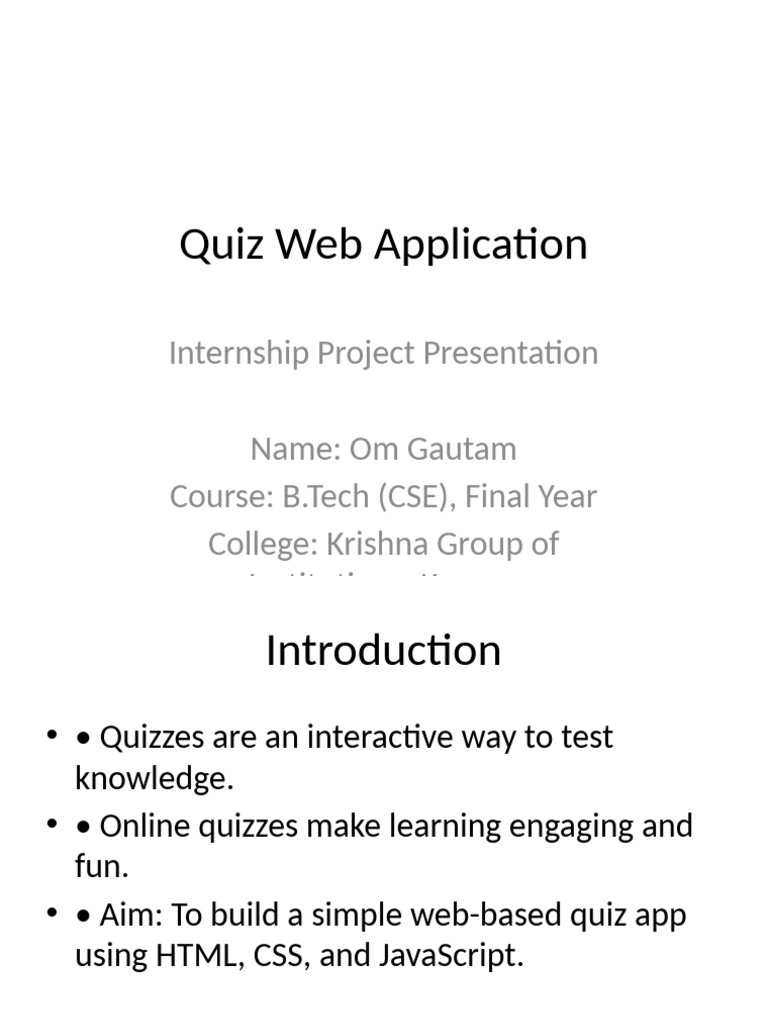 Quiz App Presentation | PDF