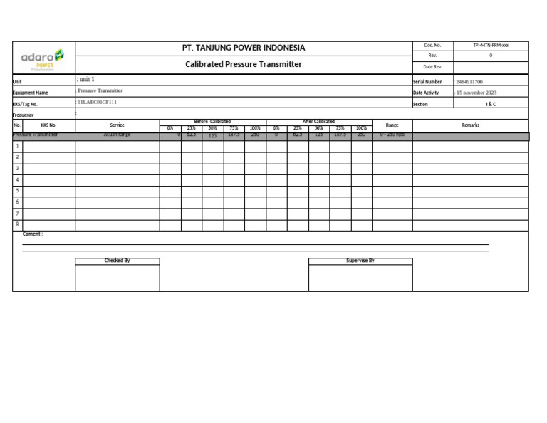 Form Calibrated - Pressure Gauge Revisi | PDF