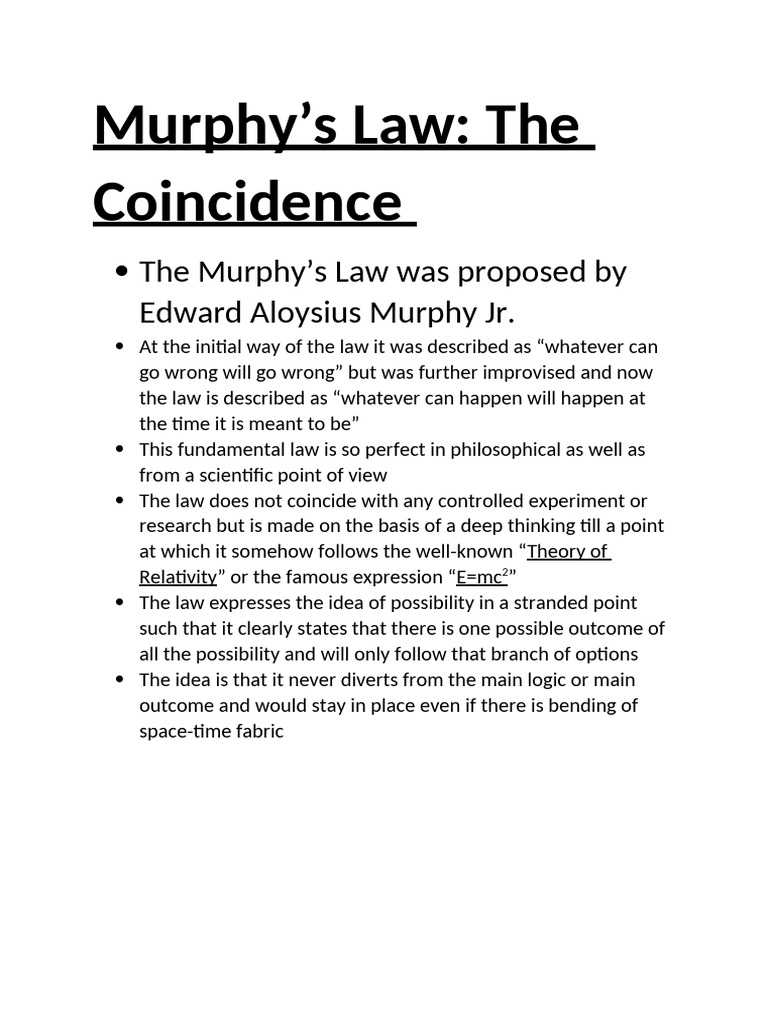 Murphy's Law | PDF | Methodology | Academic Discipline Interactions