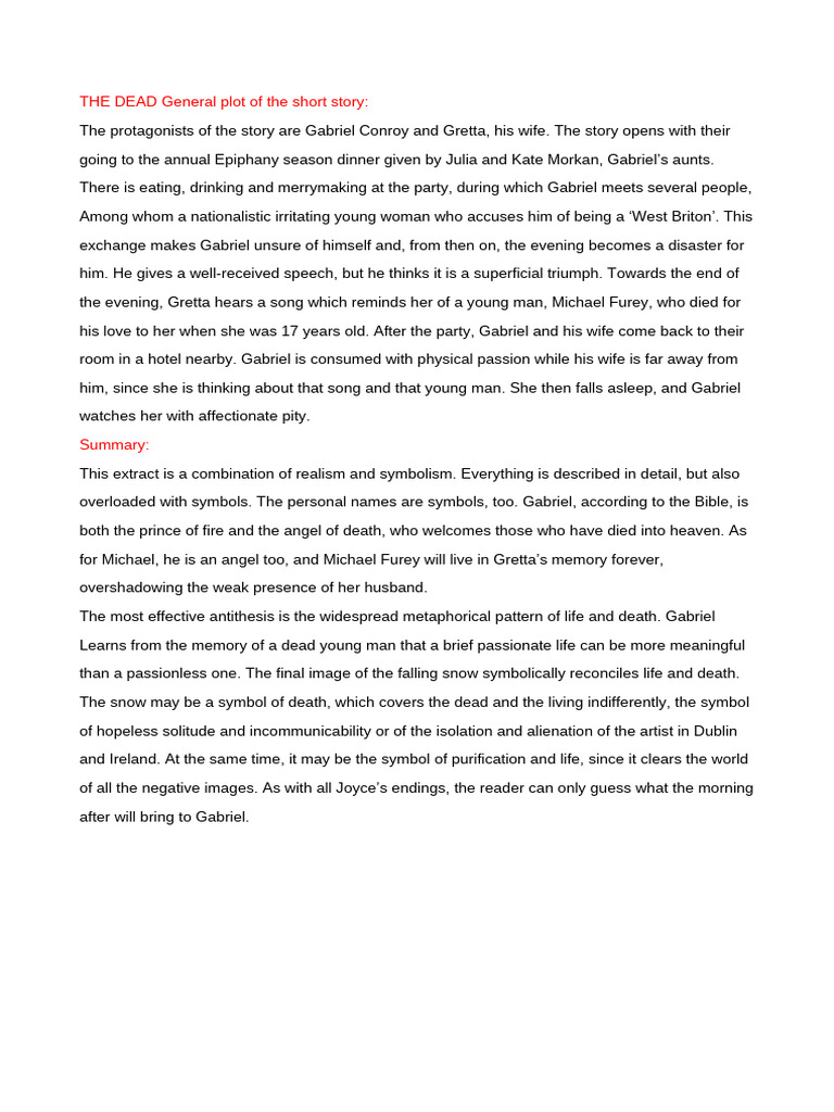The DEAD General Plot of The Short Story | PDF