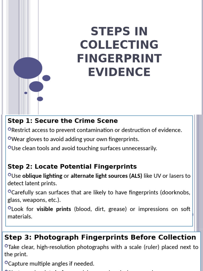 Steps for Collecting Fingerprints | PDF | Fingerprint | Techniques