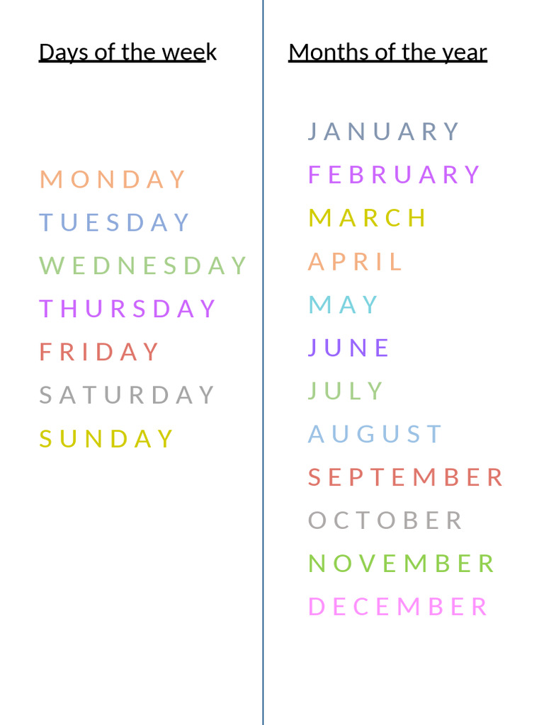 Days of The Week | PDF