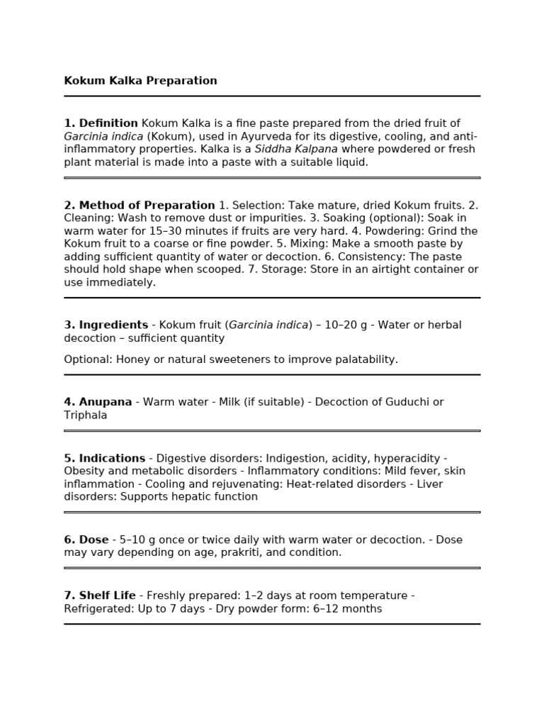Kokum Kalka Preparation | PDF