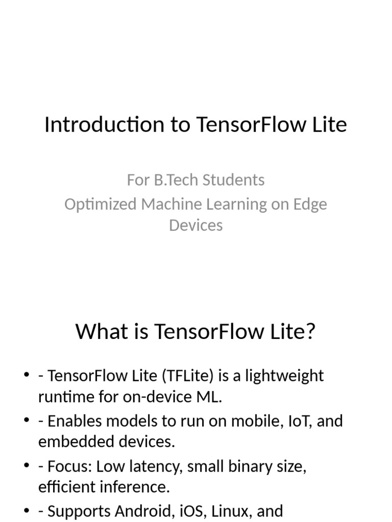 TensorFlow Lite Study Material | PDF