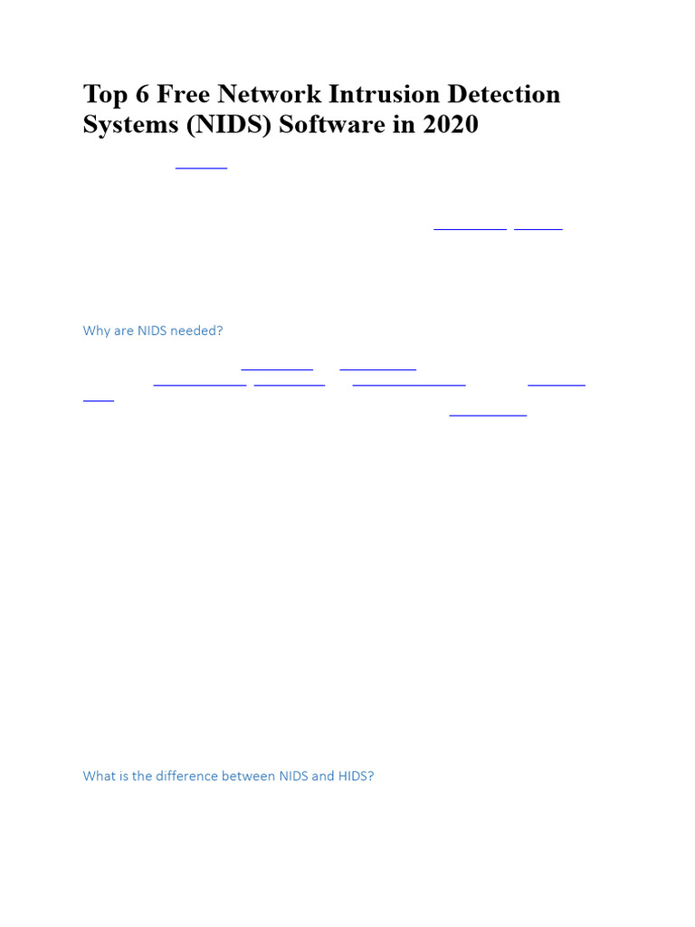 Network Intrusion Detection Systems (NIDS) Software | PDF | Computer Network | Software