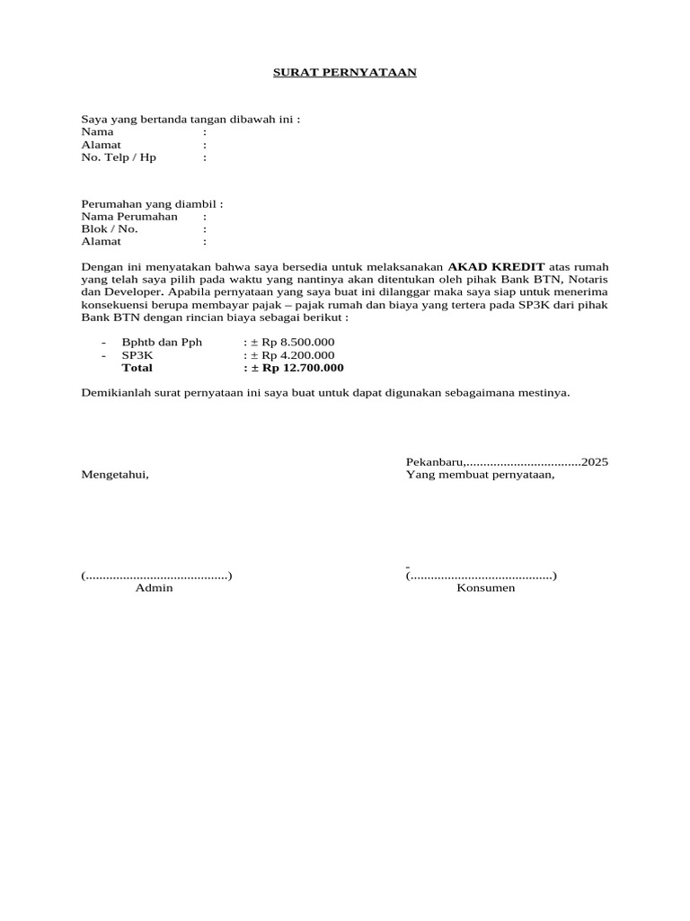 Surat Perjanjian Akad Aura Green Residence | PDF