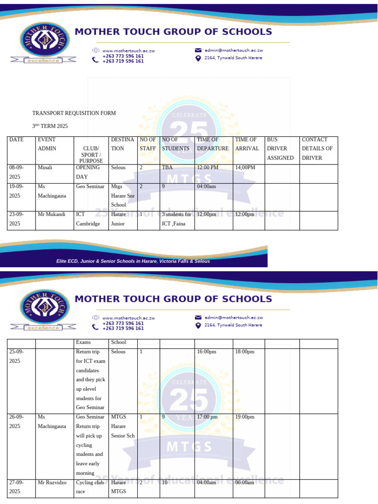 Transport Requisition Form 2025 | PDF