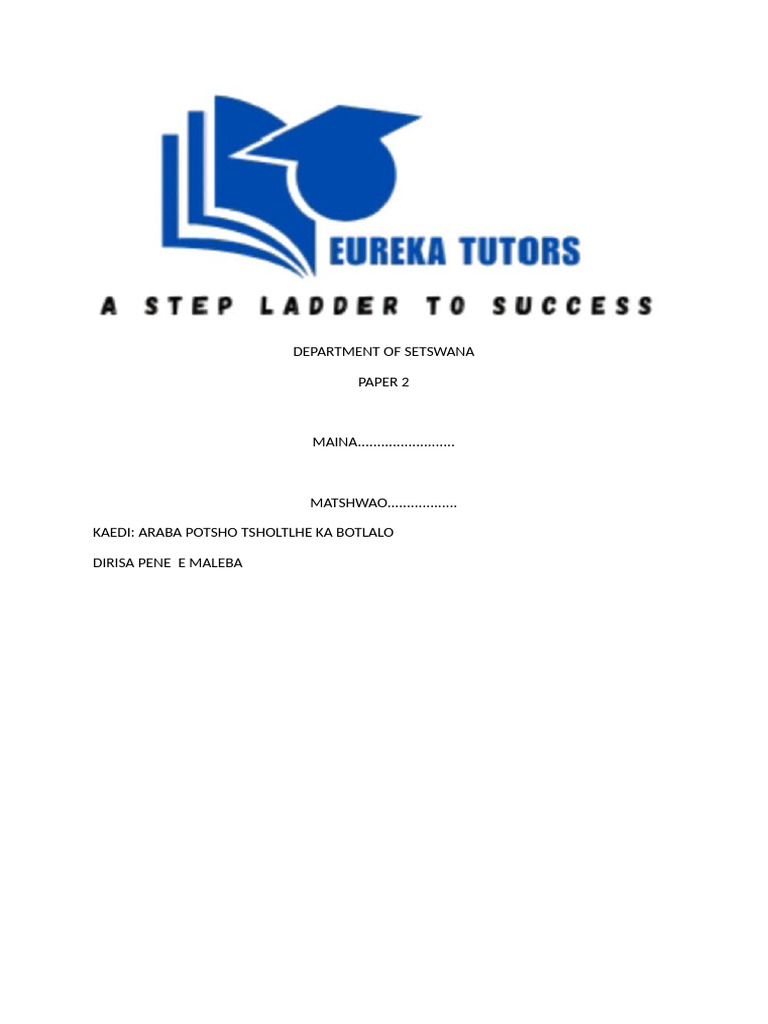 Setswana Mock Paper 2 | PDF