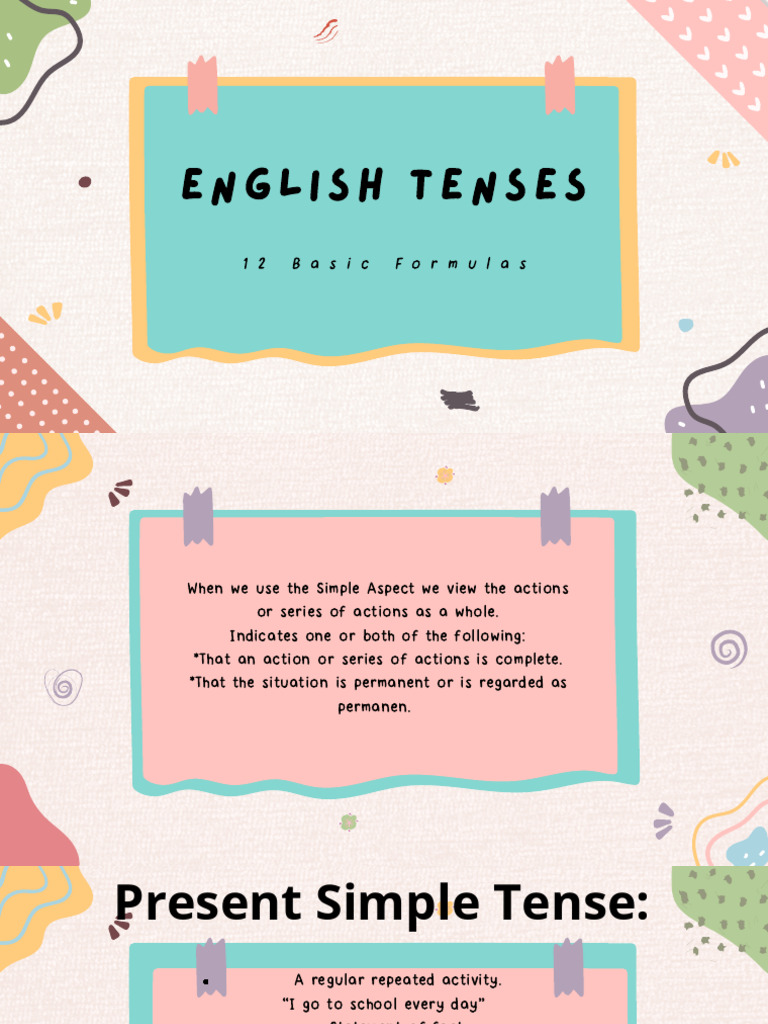 English Tenses Basic Formulas | PDF | Subject (Grammar) | Verb