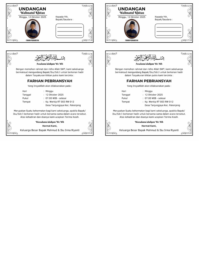 Undangan Farhan | PDF