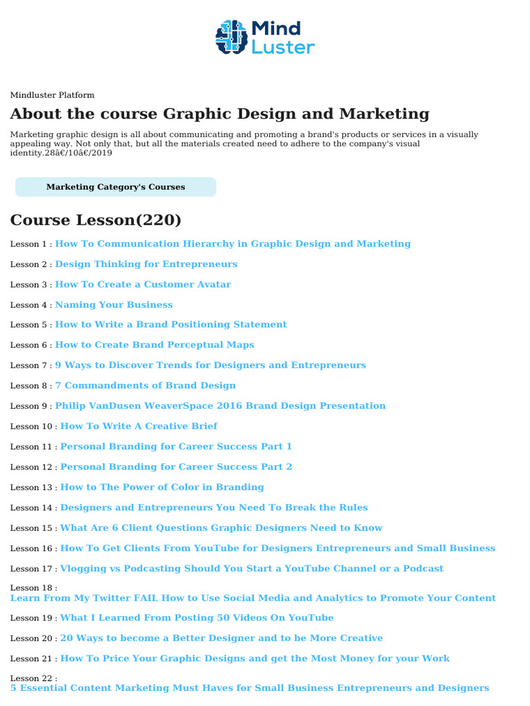 Graphic Design & Marketing Course Guide | PDF | Marketing | Graphic Design