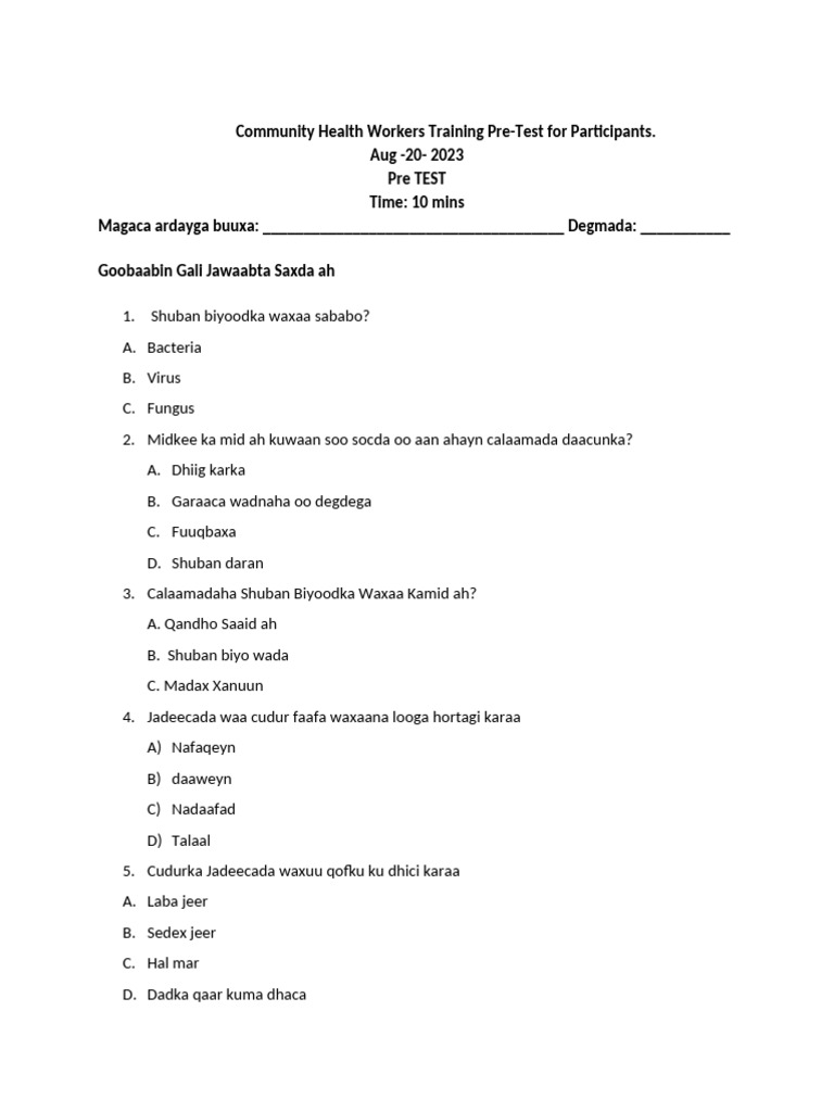 Community Health Workers Training Pre | PDF