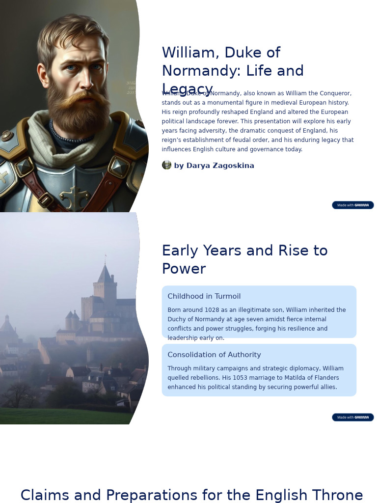 William the Conqueror: Life & Legacy | PDF | Kingdom Of England ...