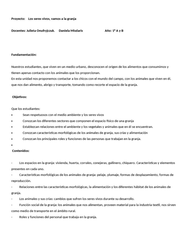 Proyecto Granja 1° | PDF | Zoología