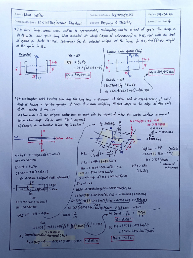 Stability of Floating Bodies | PDF
