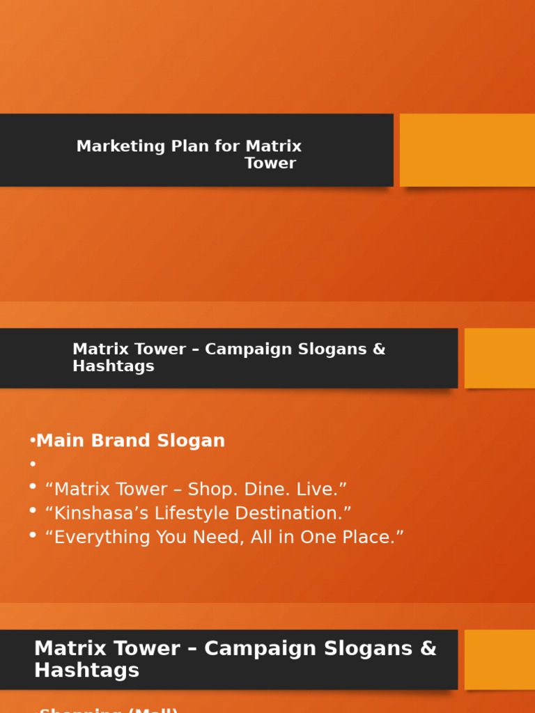 Matrix Tower Marketing Slogans & Hashtags | PDF