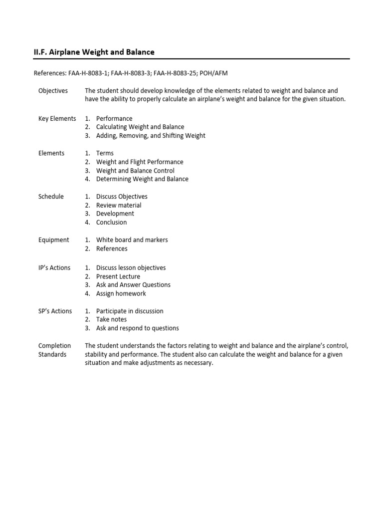 02.F. Airplane Weight and Balance | PDF | Aerodynamics | Flight