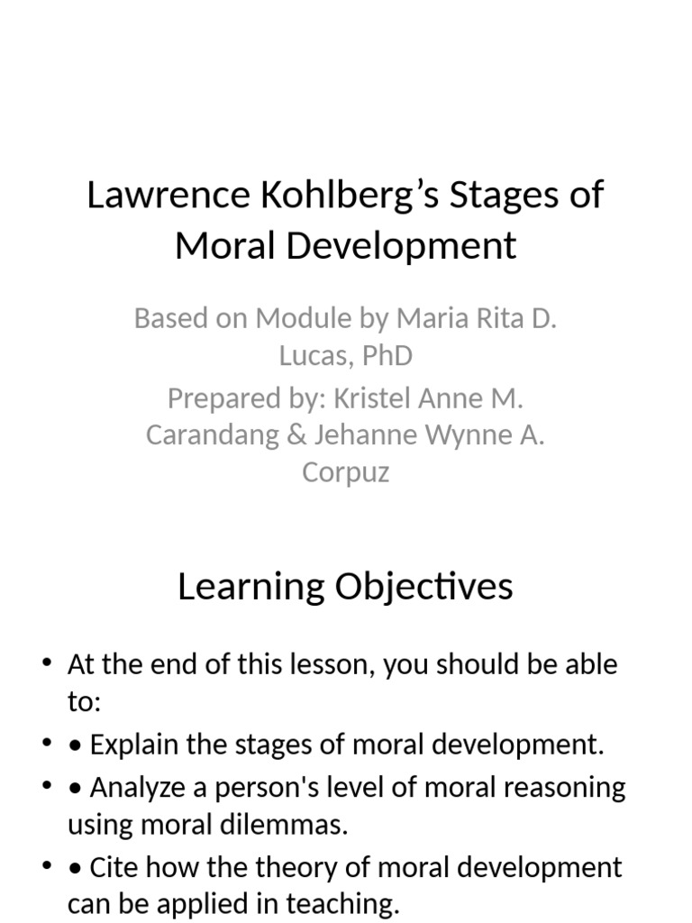 Kohlberg Stages of Moral Development | PDF | Psychological Concepts ...