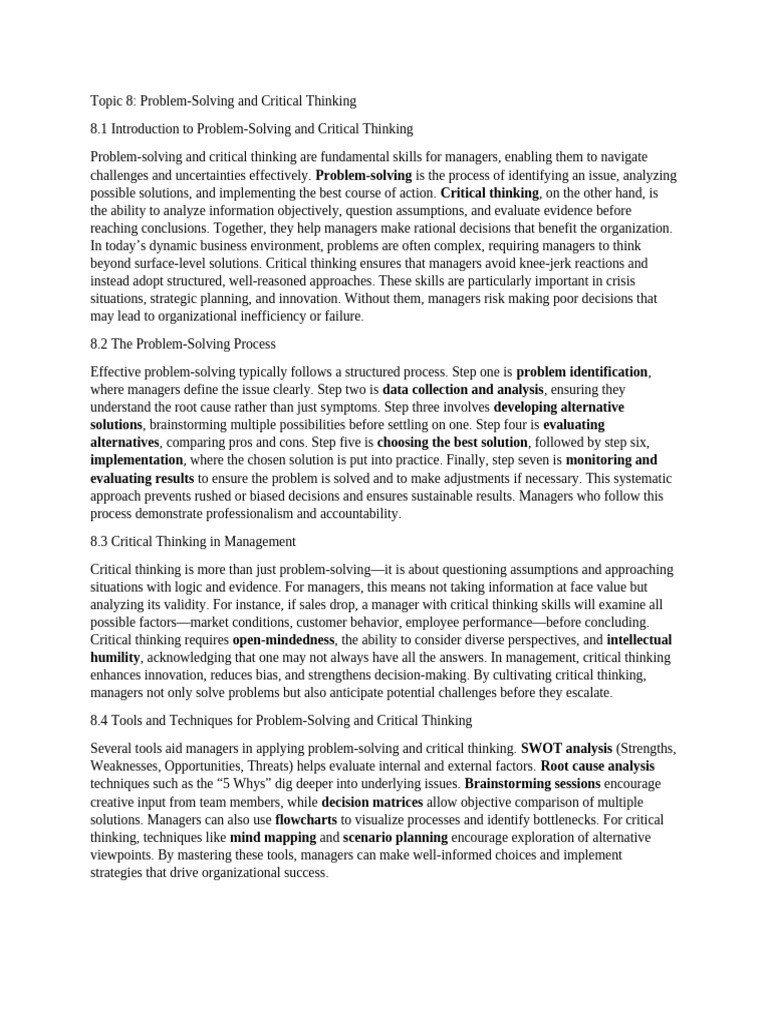 Problem-Solving and Critical Thinking | PDF | Critical Thinking | Thought