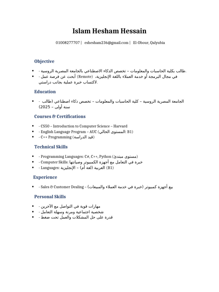 Islam Hesham CV | PDF