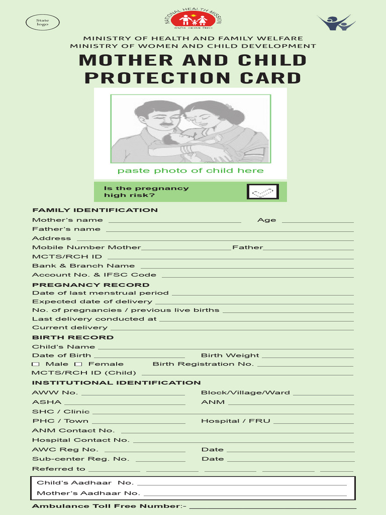 Mother and Child Protection Card Guide | PDF | Childbirth | Pregnancy