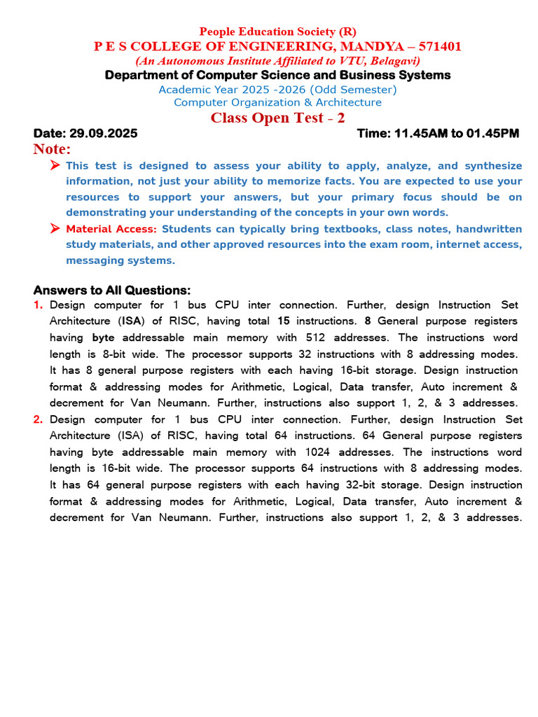 CO CSBS - Open Test 2 - 29-09-2025-1 | PDF