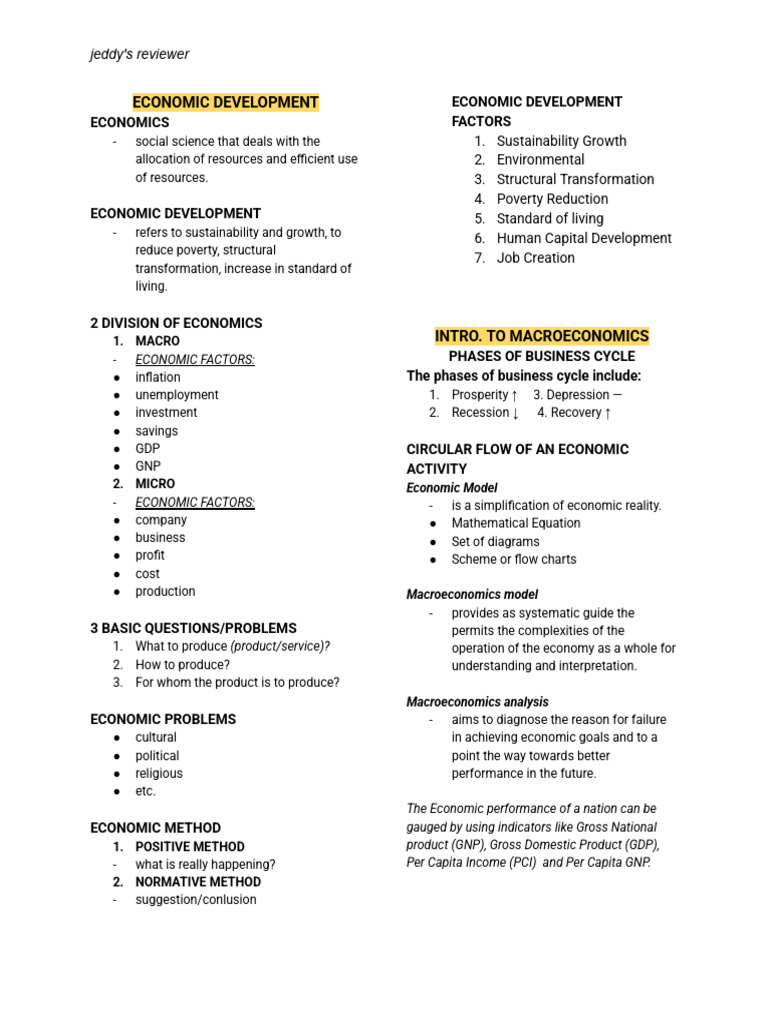 Ecodev Midterm Reviewer | PDF | Economics | Income