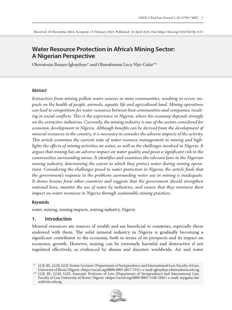 Water Resource Protection in Nigeria Mining | PDF | Mining | Water