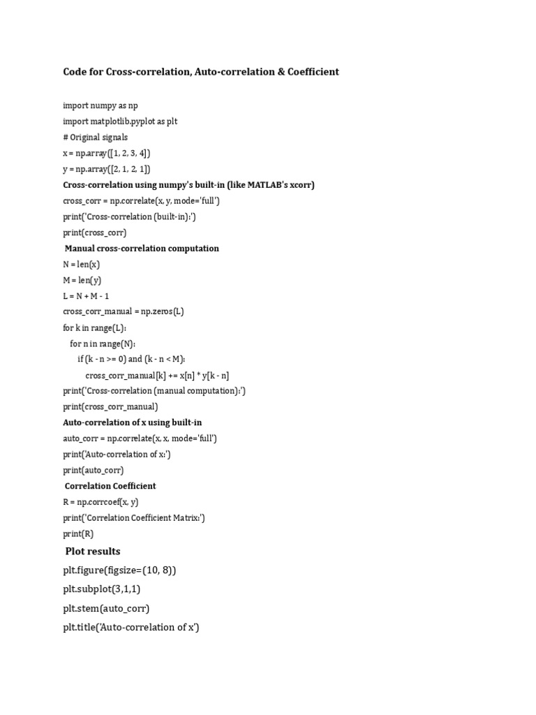 Cross-Correlation and Convolution Code | PDF | Applied Mathematics | Algorithms