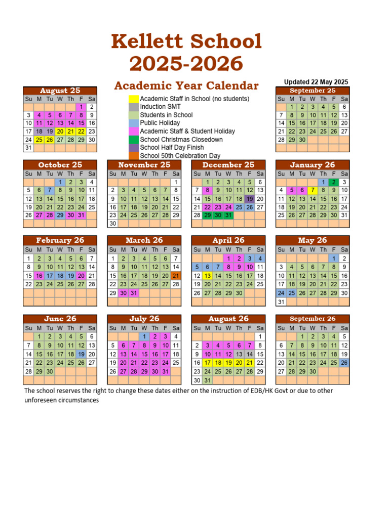 School Calendar 2025-26 v3 - Approved (22!5!25) | PDF | Observances ...
