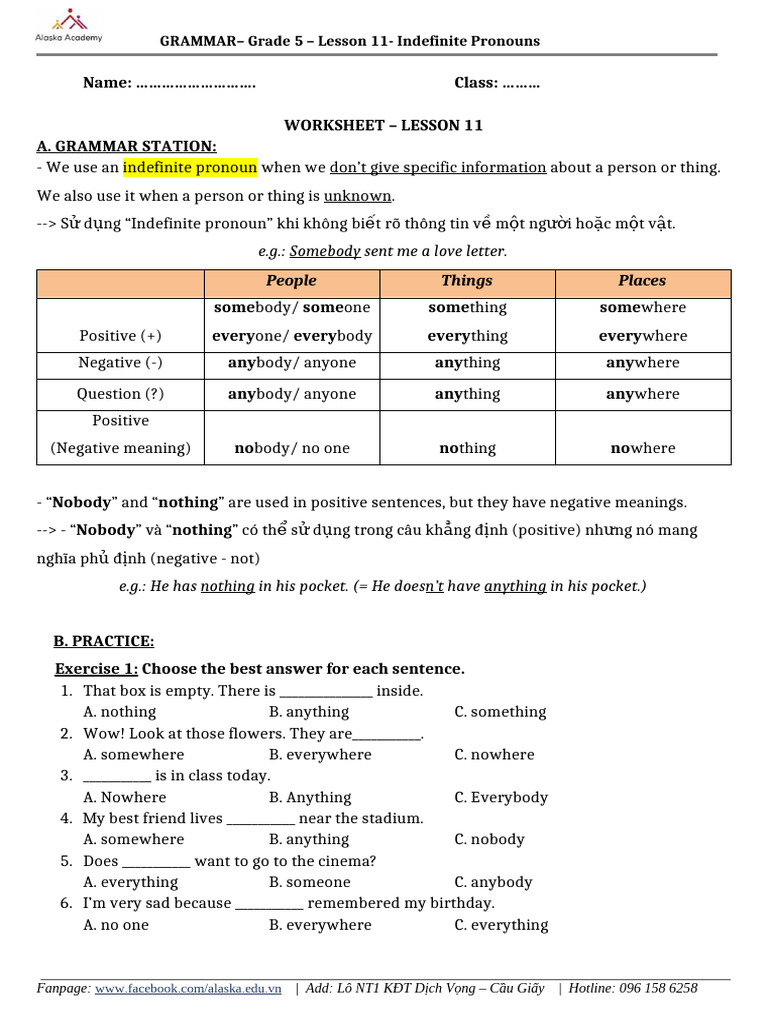 Grade 5 Grammar Lesson 11 | PDF