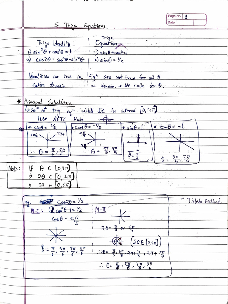 Trigonometric Equations Solutions Guide | PDF | Trigonometry | Triangle ...