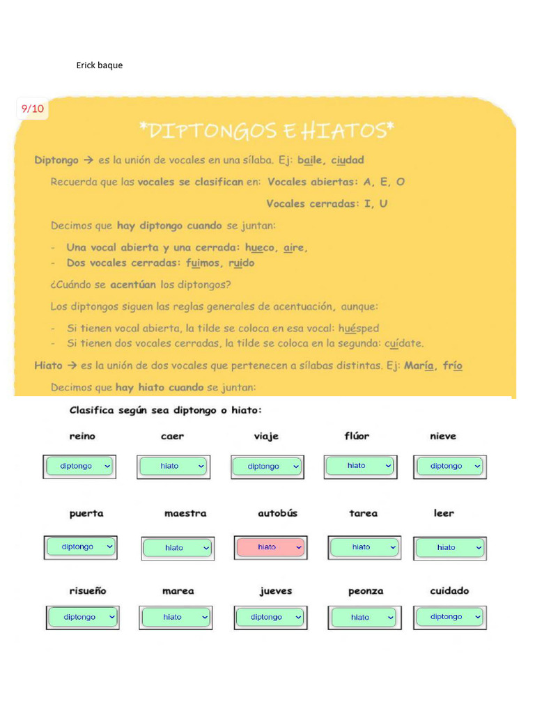 Diptongos y Hiatos | PDF