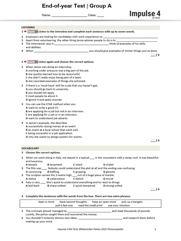 End-of-Year Test for B2 Students | PDF | Cost Of Living | Child Labour