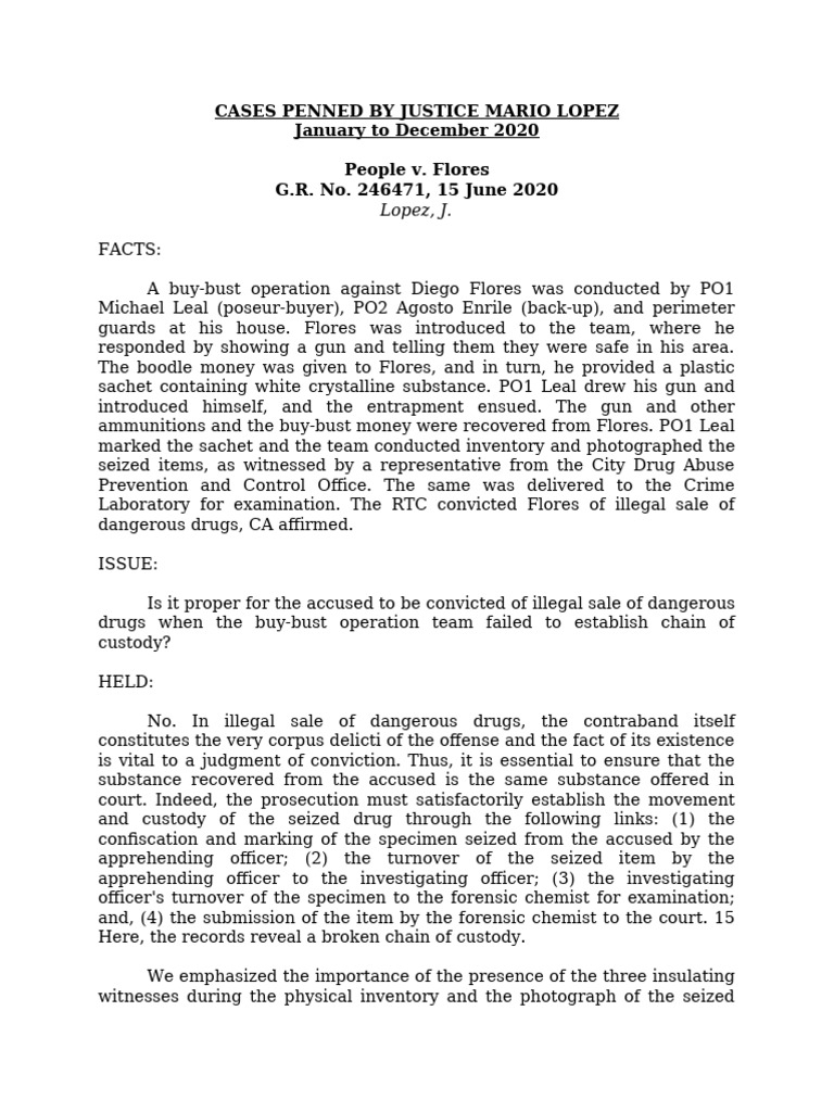 (Criminal Law) Cases Penned by Justice Mario Lopez 2020-2023 | PDF ...