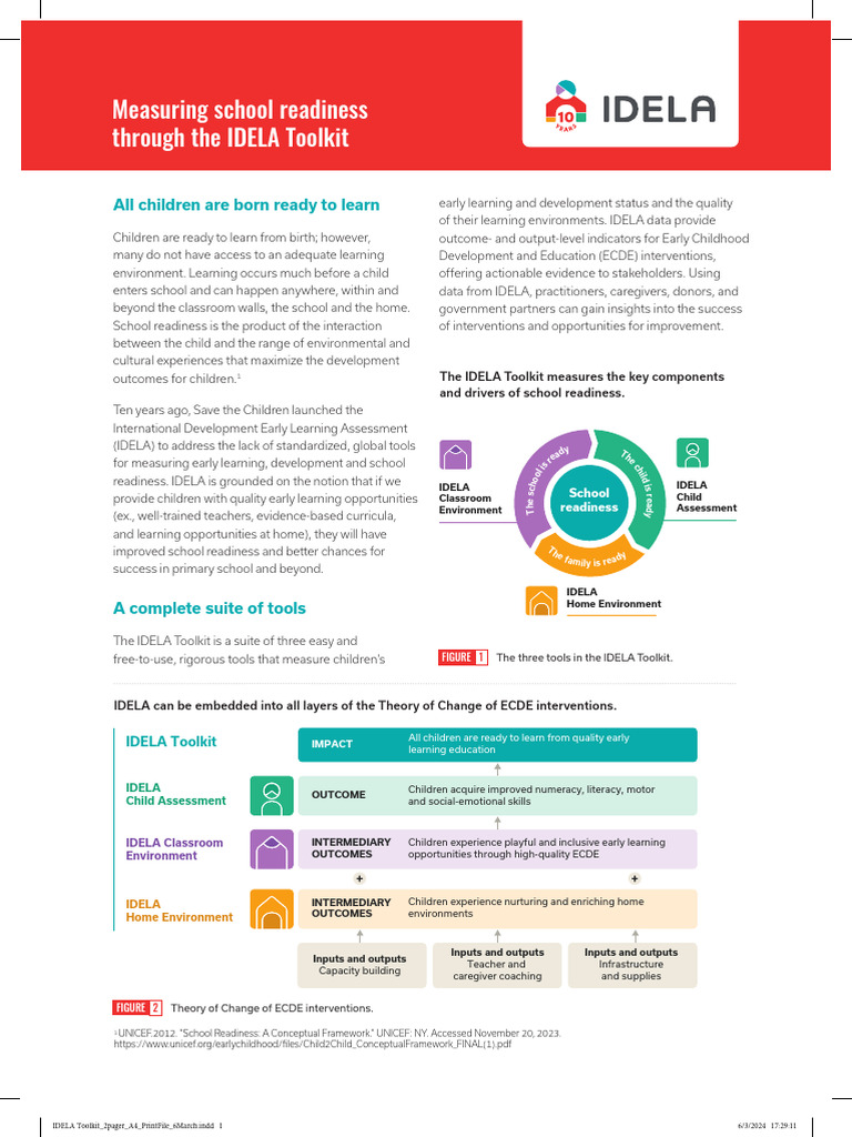 IDELA Toolkit for Early Learning Assessment | PDF | Preschool | Learning