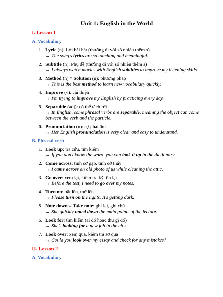 English Vocabulary and Phrasal Verbs Guide | PDF | English Language ...