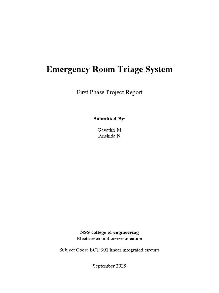 Emergency Room Triage System Design | PDF | Operational Amplifier | Sensor