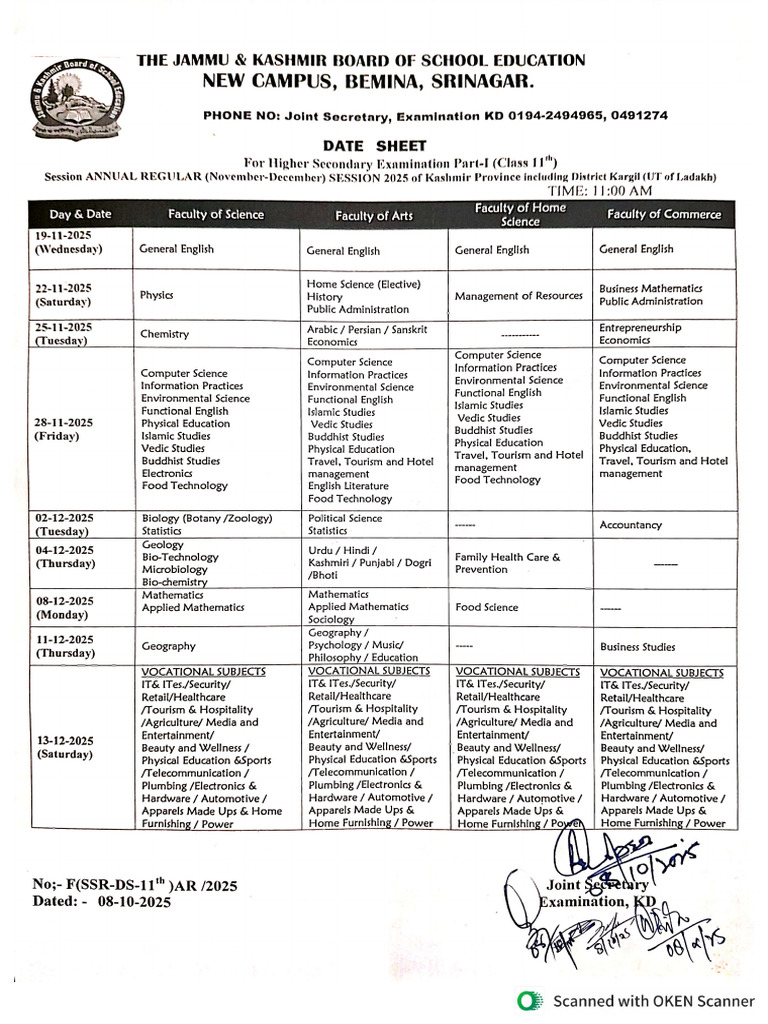 Date Sheet | PDF