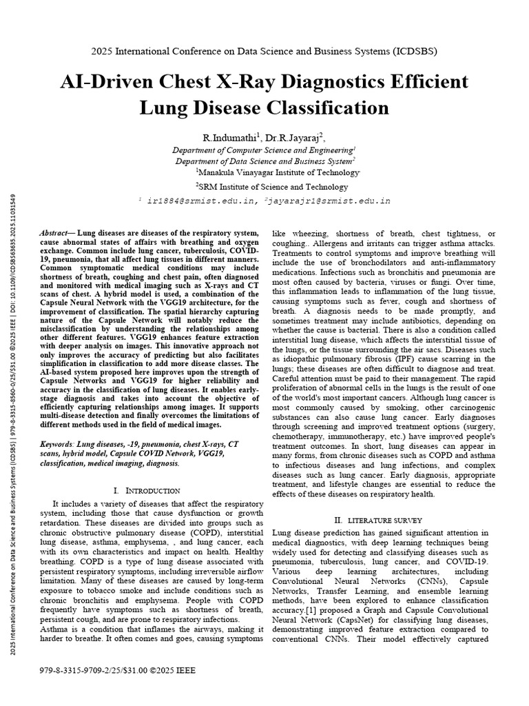 AI-Driven Chest X-Ray Diagnostics Efficient Lung Disease Classification | PDF | Chronic ...