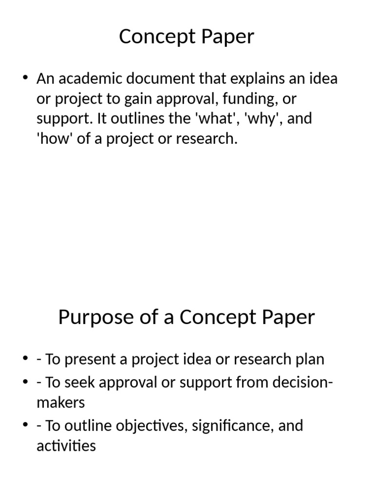 Concept Paper and Parts Presentation | PDF