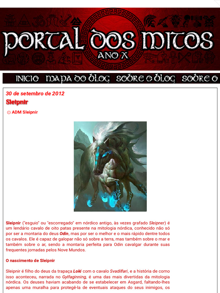 Portal Dos Mitos - Sleipnir | PDF | Odin | Loki