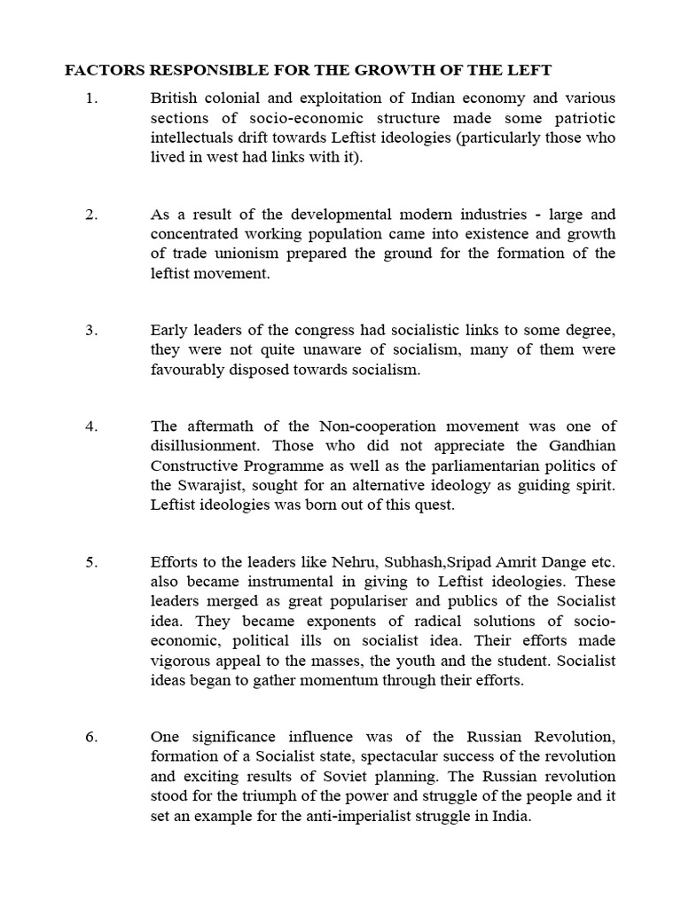 Growth of Leftist Ideologies in India | PDF | Socialism | Indian ...